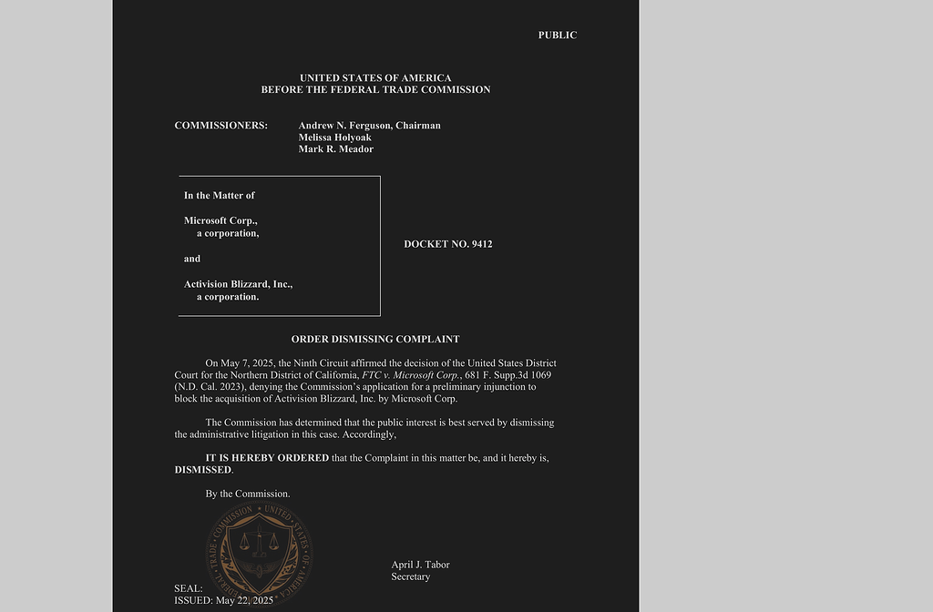 The FTC drops their case against Microsoft's ABK deal - Gaming - XboxEra